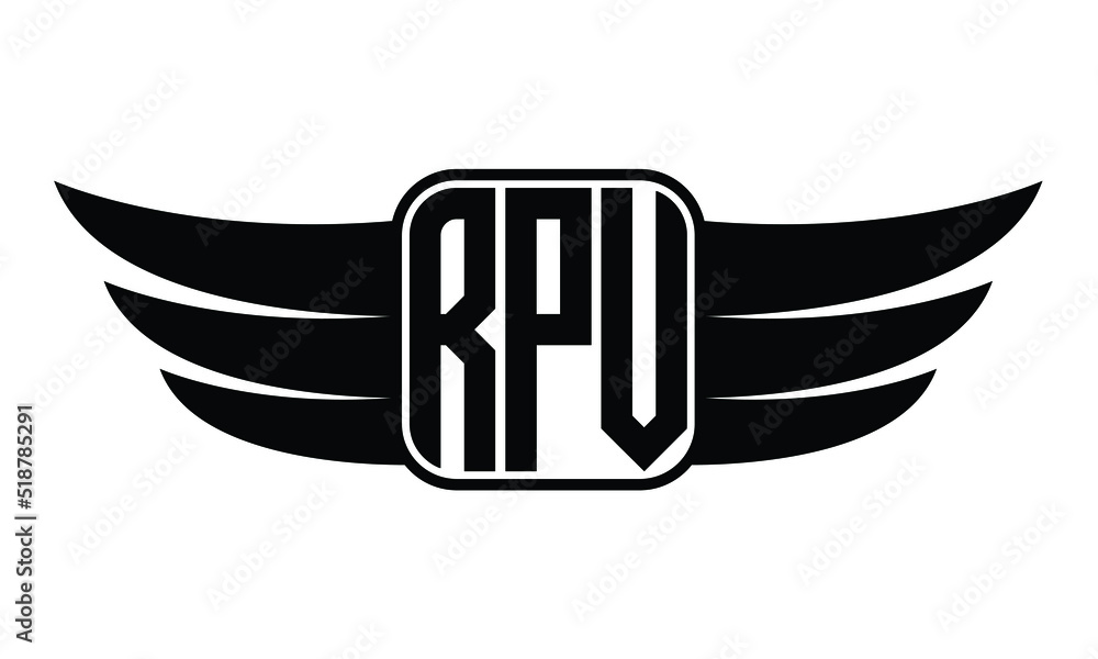 RPV three Letter Wings Flying Initial wing symbol minimalist creative ...