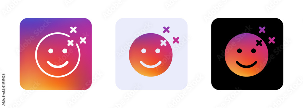 Gradient colored emoticons with stars. Vector illustration. Social ...