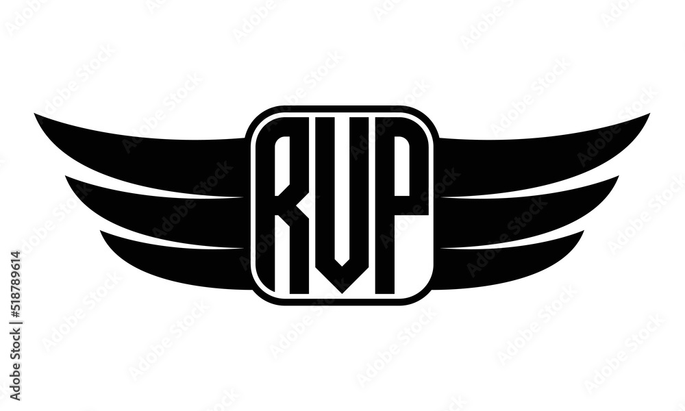 RVP three Letter Wings Flying Initial wing symbol minimalist creative ...
