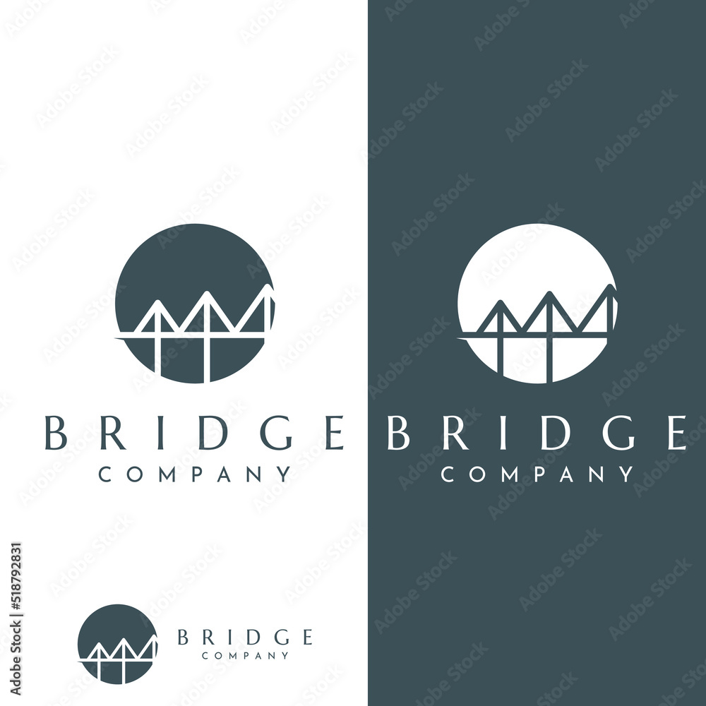 Minimalist and elegant creative bridge building logo with a modern ...