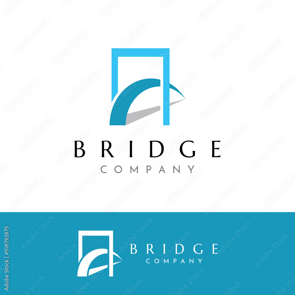 Minimalist and elegant creative bridge building logo with a modern ...