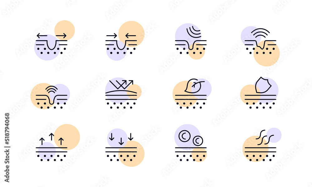 Skin care routine set icon. Beauty, epidermis, clean pores, affect ...