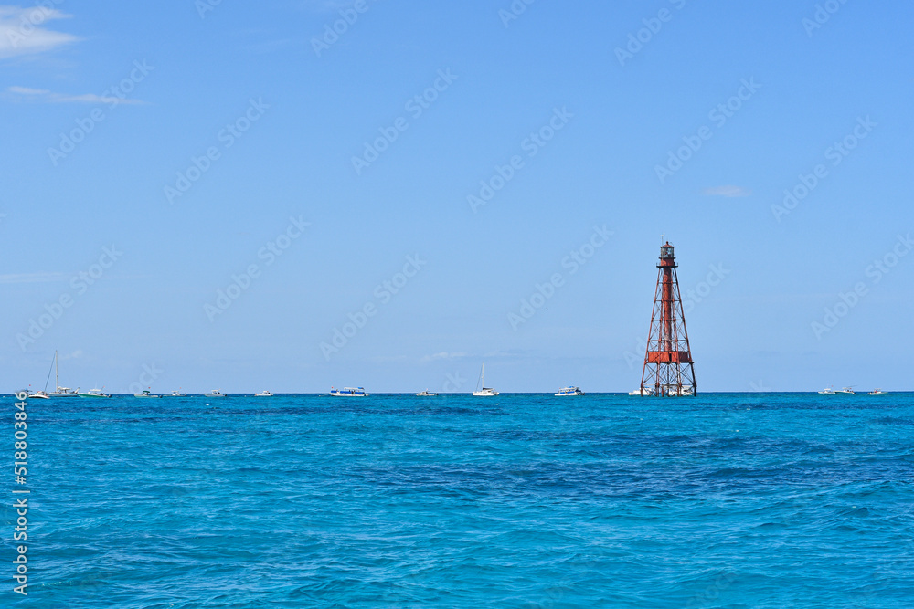Sombrero Key Lighthouse offshore of Vaca Key in Marathon in the Florida ...
