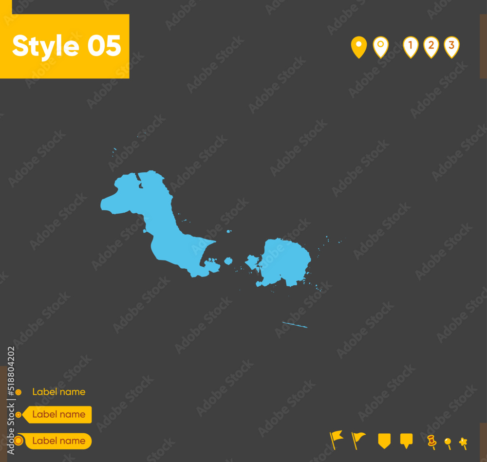 Bangka Belitung Islands, Indonesia - map isolated on gray background ...