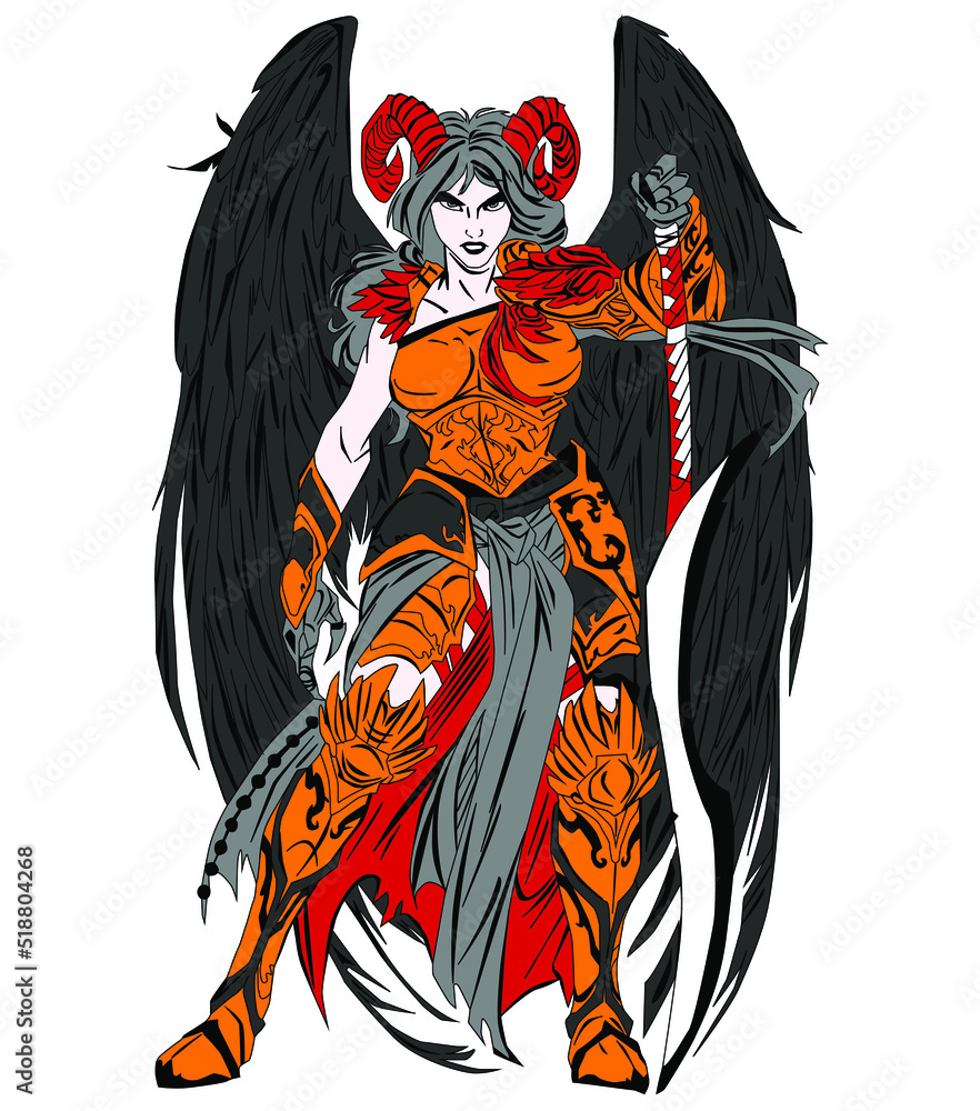 demon slayer female kingdom illustration vector Stock Vector | Adobe Stock