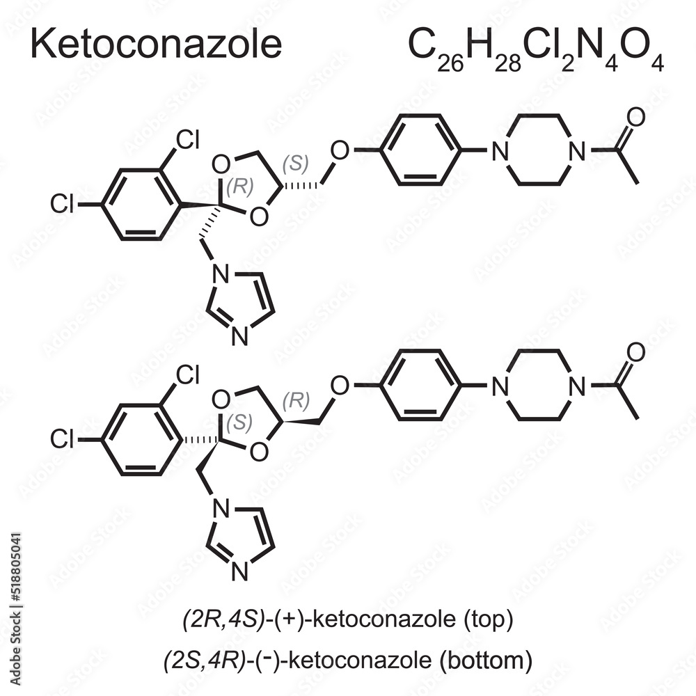 Ketoconazole Drug Molecule. Chemical Structure. Skeletal Formula ...
