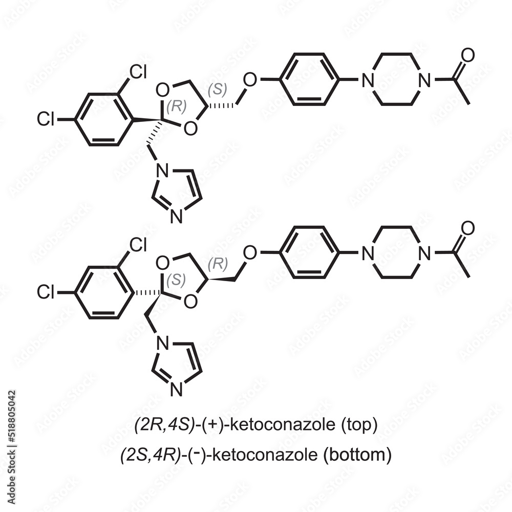 Ketoconazole Drug Molecule. Chemical Structure. Skeletal Formula ...