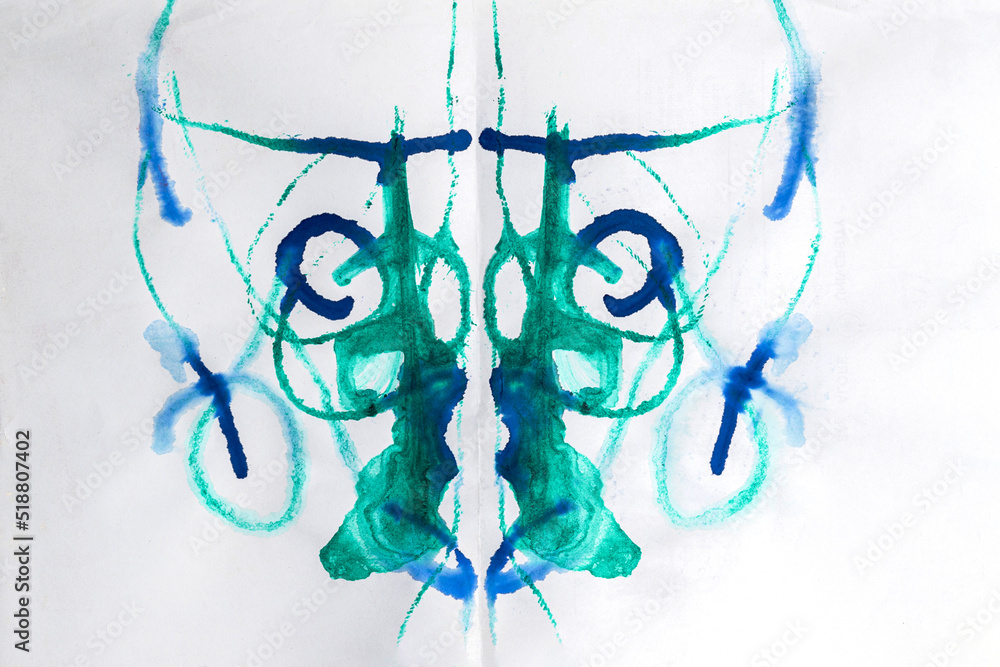 Abstract ink blot test used in psychoanalysis. Colorful symmetric ...