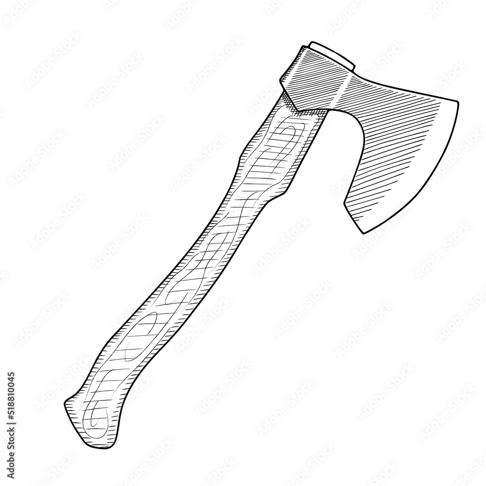 A quick sketch of an axe in the style of a doodle. Vector drawing hand ...