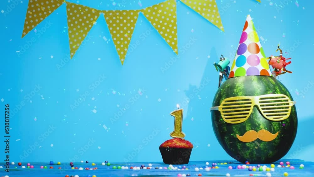 Creative congratulations on your birthday with number 1 from candles ...