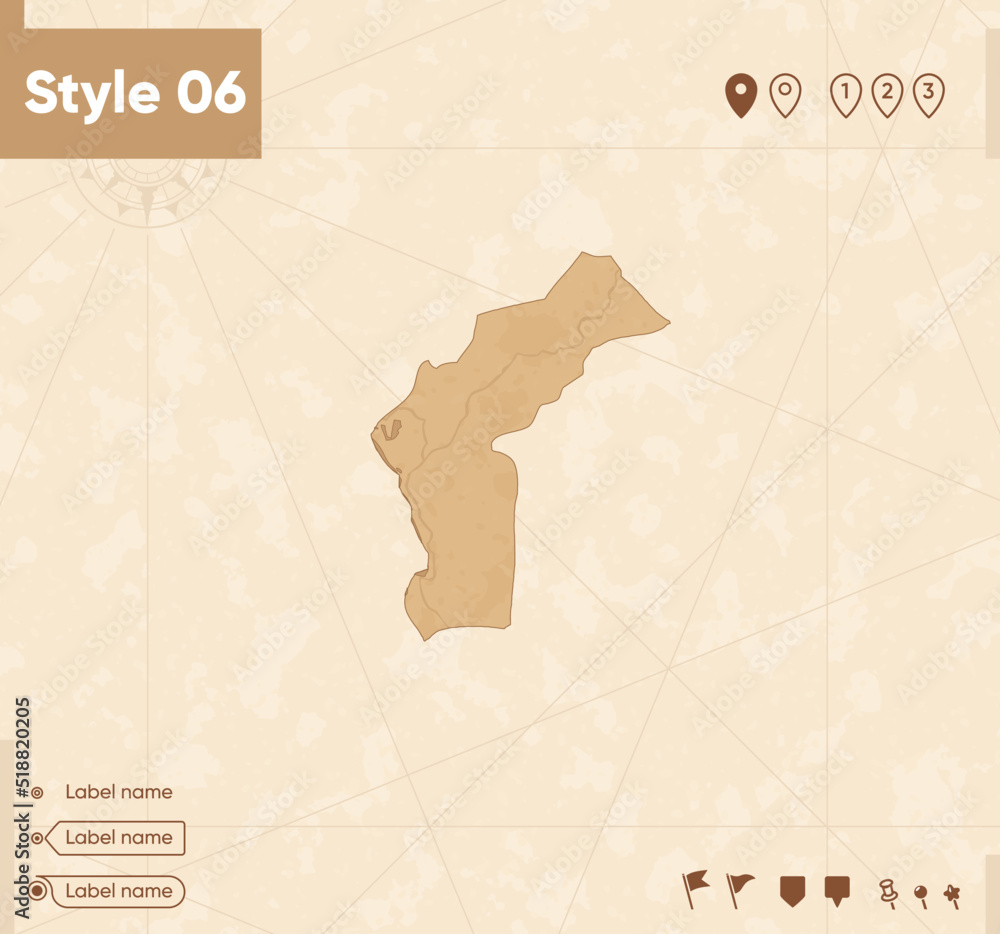 Cabinda - map in vintage style, retro style map, sepia, vintage. Vector ...