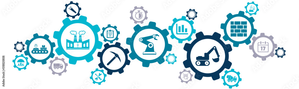 manufacturing challenges design vector illustration banner with the ...