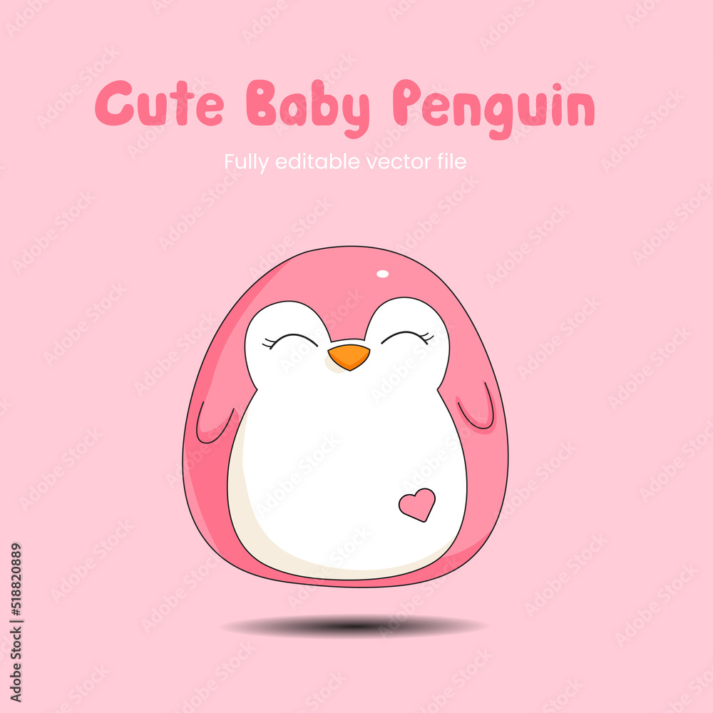 cute little baby penguin vector illustration clipart | fully editable ...