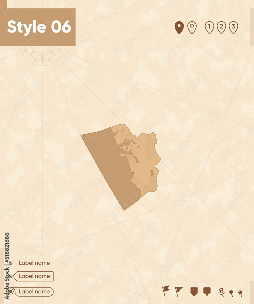 Goa, India - map in vintage style, retro style map, sepia, vintage ...