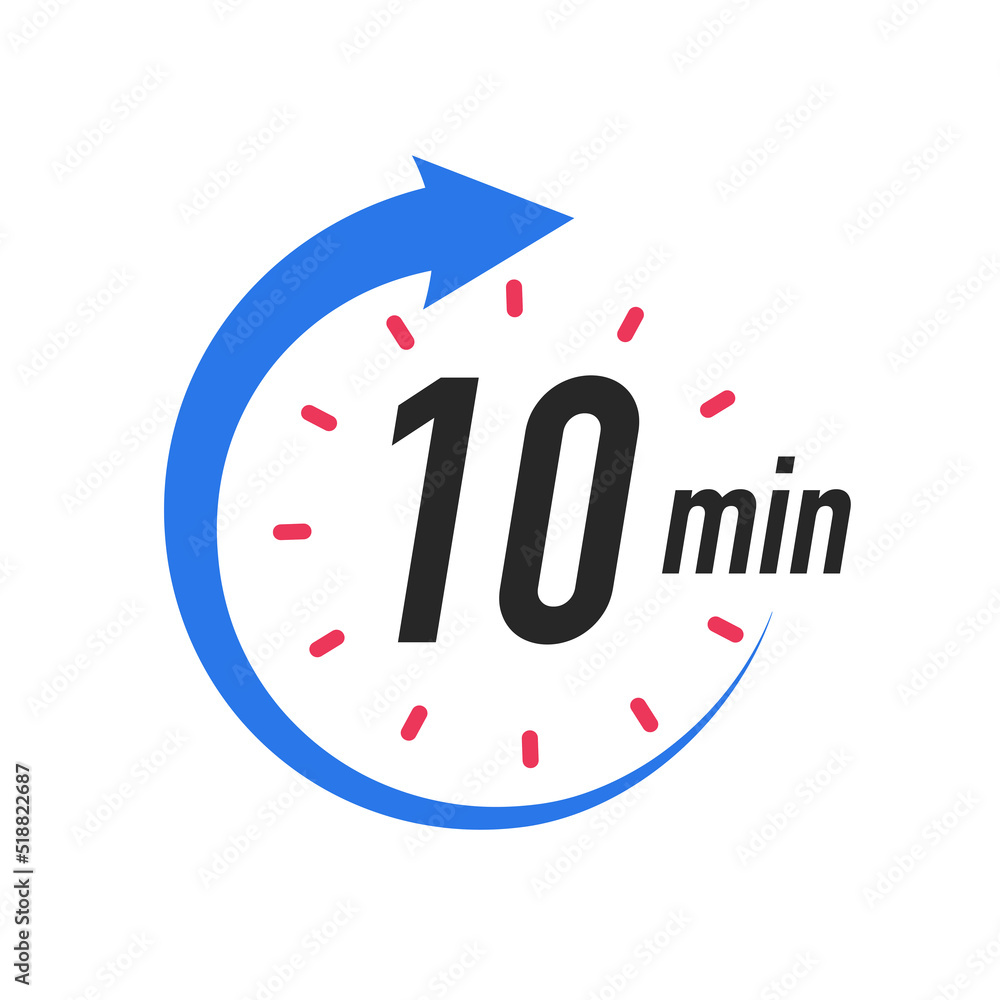 Icon 10 minutes timer color style isolated on white background. Clock ...