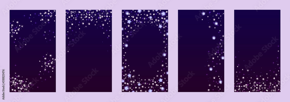 Dark template design with stardust. Shining sparks. Starfall. Set of ...