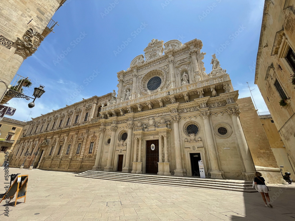 Basilicata di Santa Croce in Lecce, Puglia Façade detail of Baroque ...