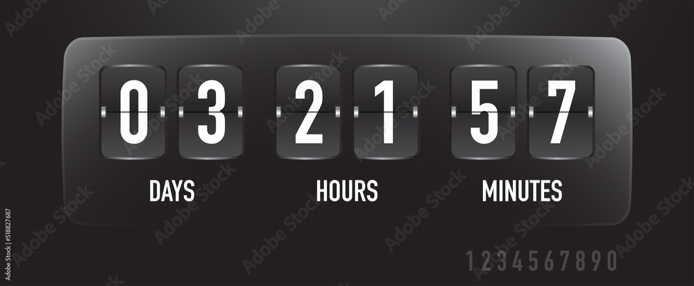 Coutdown sale timer flip board with scoreboard of days, hours, minutes ...