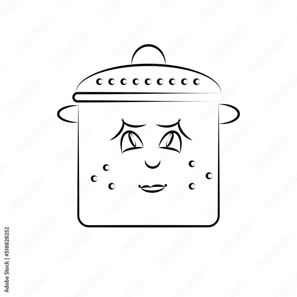 Coloring page pan funny in sketch style on black background. Vector ...