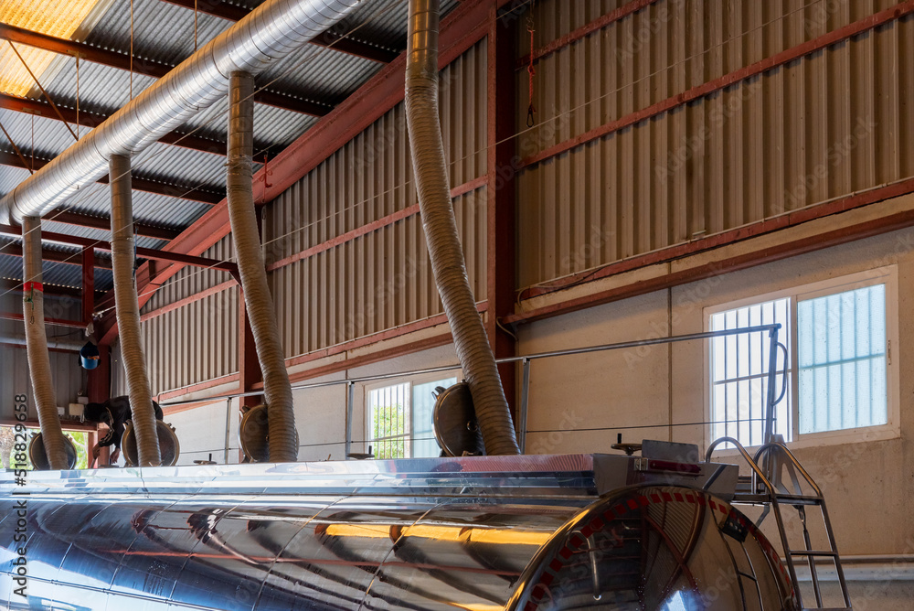 Air tubes for drying the compartments of a food tanker in a truck wash ...