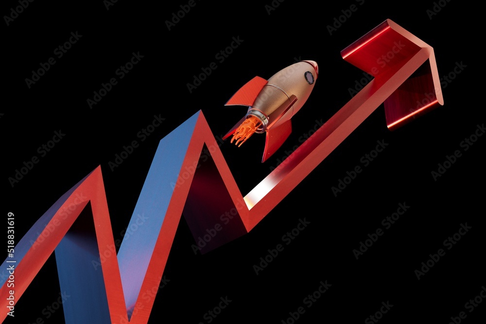 space flights. space exploration. rocket flying into outer space. a ...