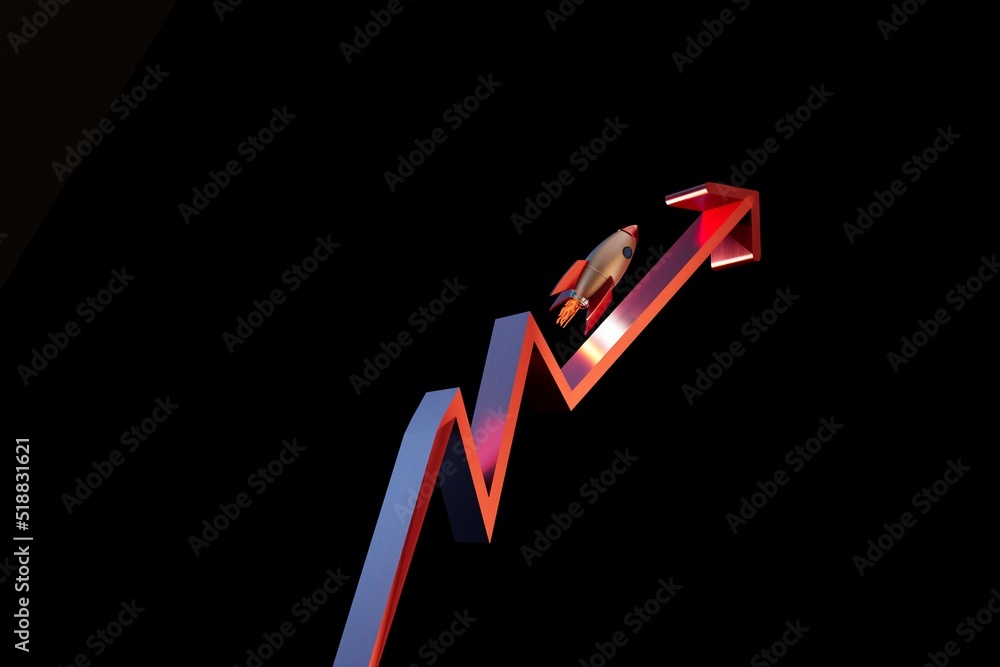 space flights. space exploration. rocket flying into outer space. a ...