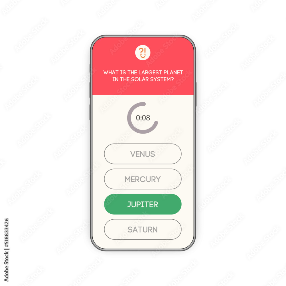 Mobile app question and answers modern flat style for quiz game, exam ...
