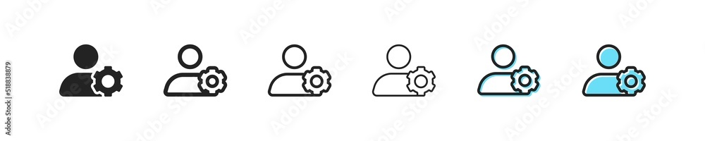 Account gear icon. Profile setting vector symbol. Simple User setup ...