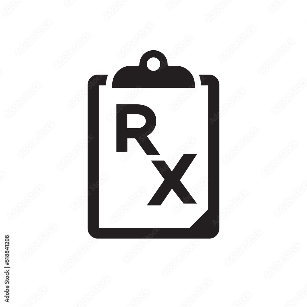 Rx prescription icon for medical design isolated on white background ...