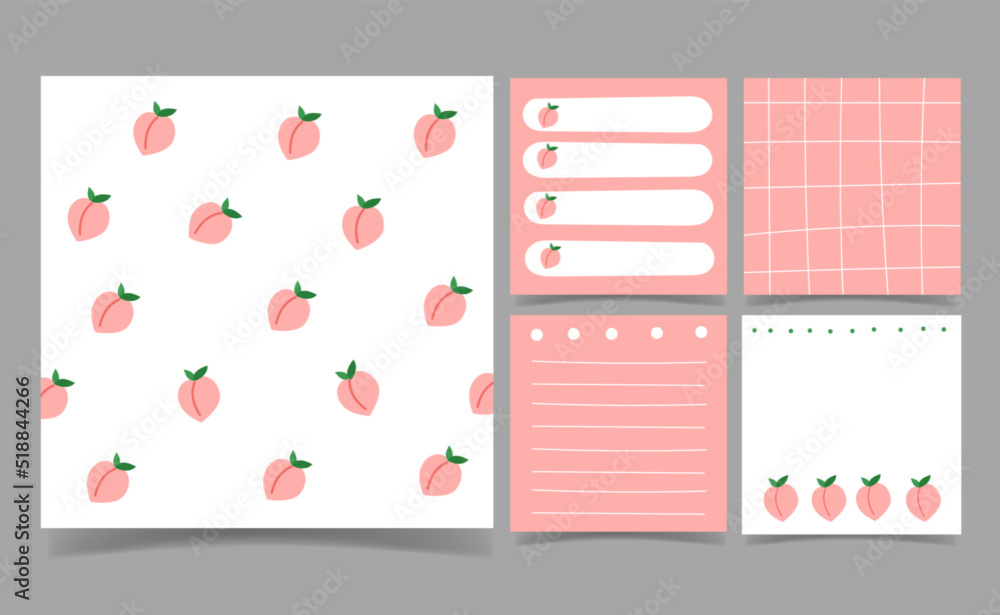 peach and pink memo notes Template for Greeting Scrap booking Card ...