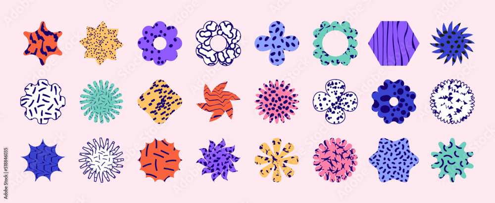 Set of vector geometric memphis shapes. Abstract simple basic shapes ...