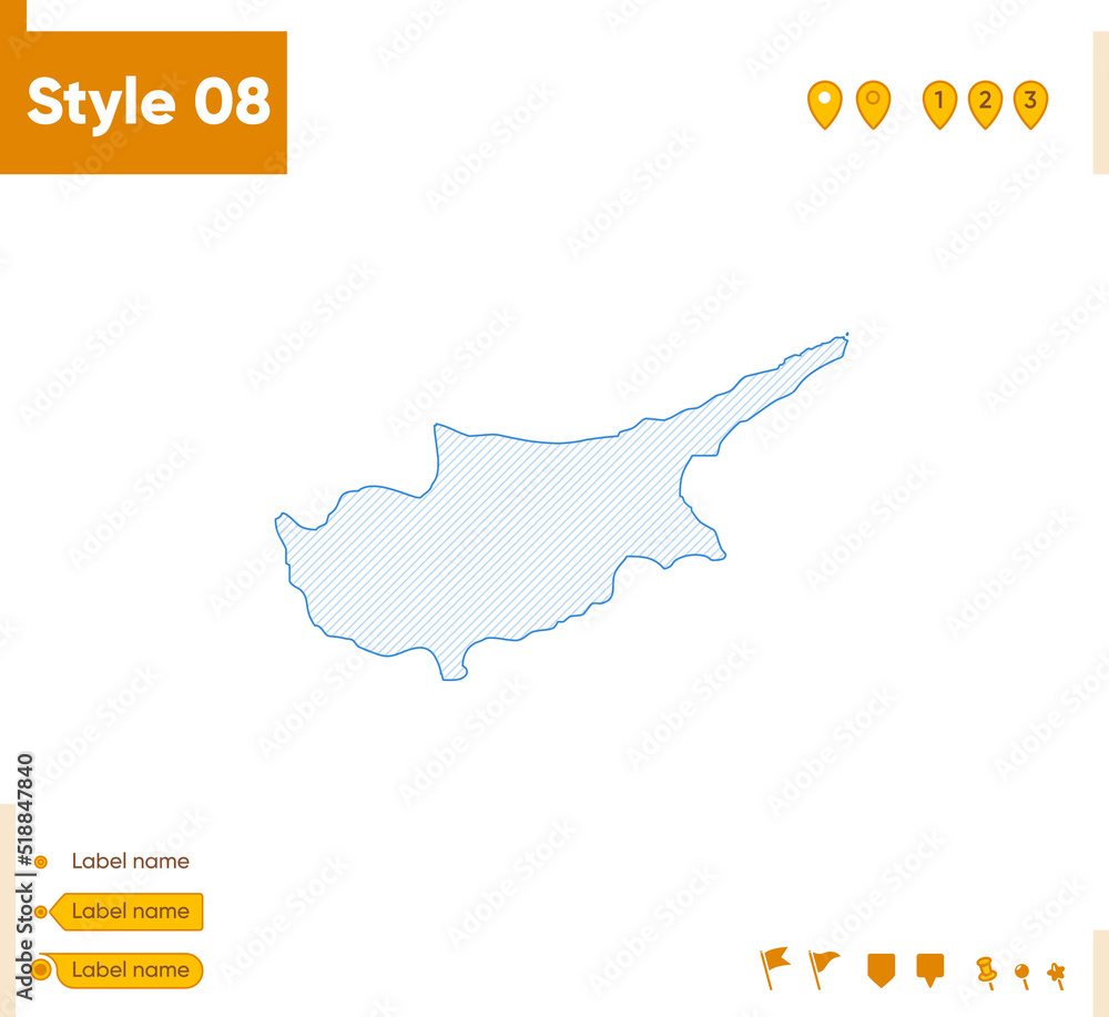 Fototapeta mapa świata dla dzieci Cyprus - grid map isolated on white ...