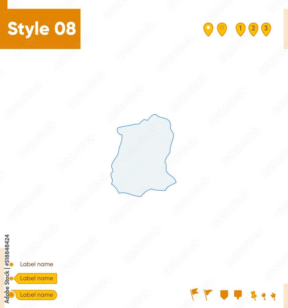 Sikkim, India - grid map isolated on white background. Outline map ...