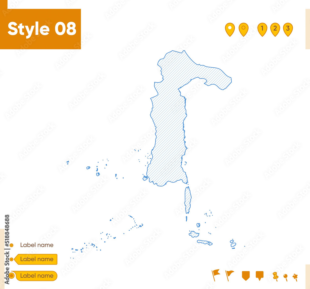 South Sulawesi, Indonesia - grid map isolated on white background ...