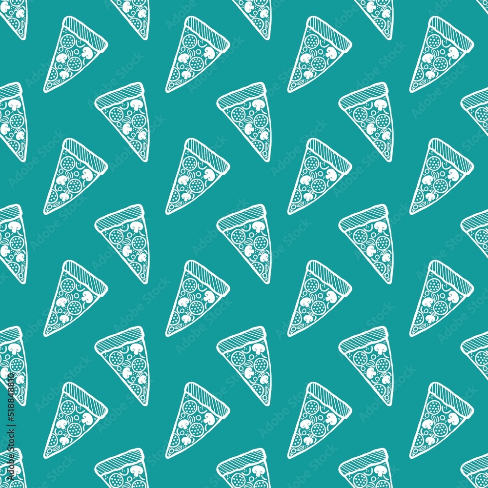 Cartoon pizza seamless food menu pattern for fabrics and wrapping paper ...