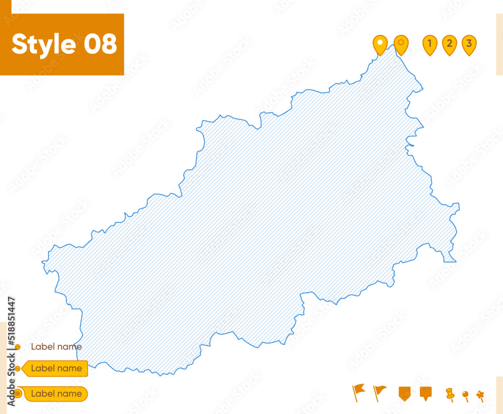 Tver Region, Russia - grid map isolated on white background. Outline ...