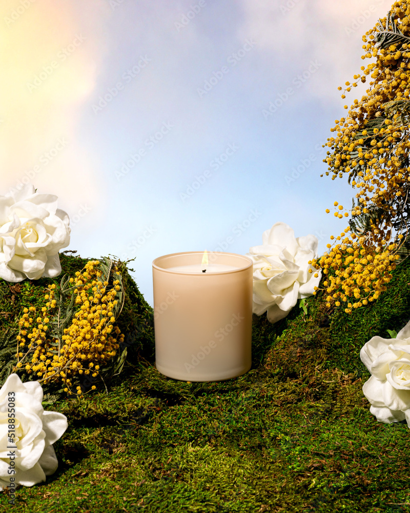 Candle in Garden Stock Photo | Adobe Stock