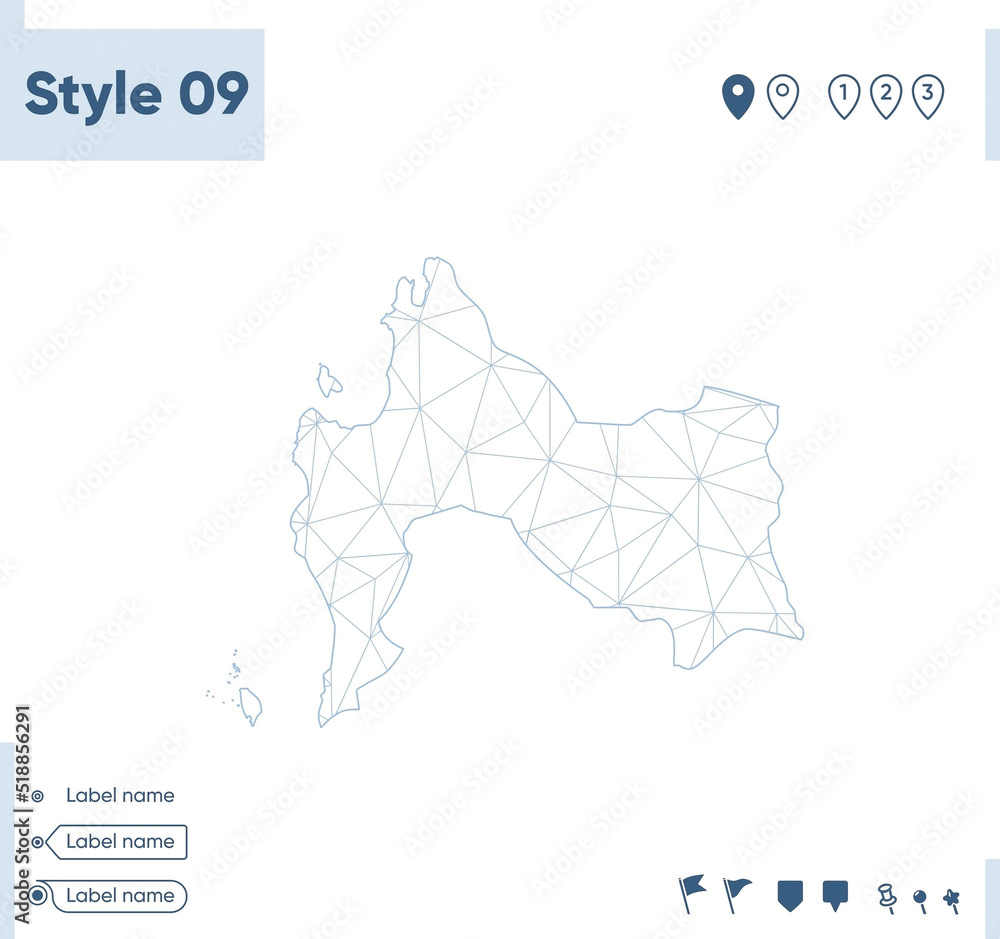 Biobio, Chile - white low poly map, polygonal map. Outline map. Vector ...