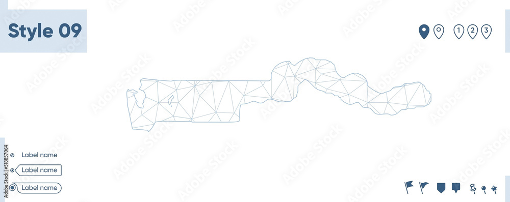 Gambia - white low poly map, polygonal map. Outline map. Vector illustration. Stock Vector ...
