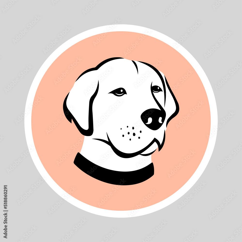Cute labrador as sticker for web design. Portrait of a pretty little ...