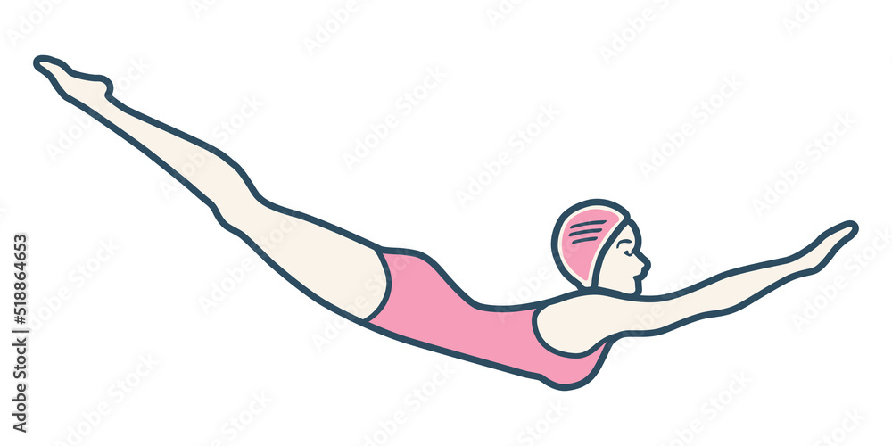 Retro Diver Girl | Vintage Swimmer | Mid-Century Illustration | 1950s ...