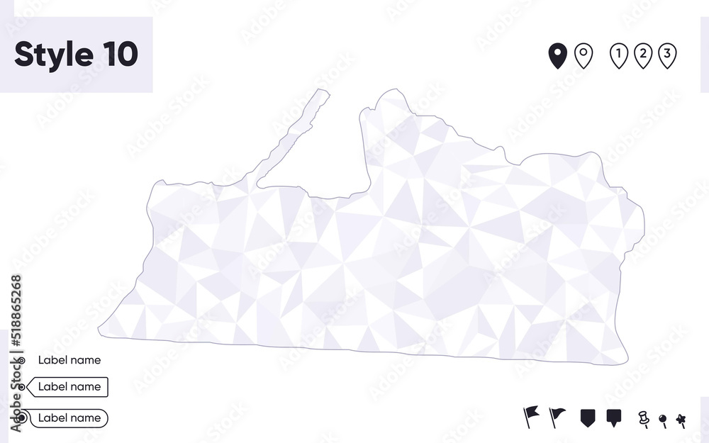 Kaliningrad Region, Russia - white and gray low poly map, polygonal map ...