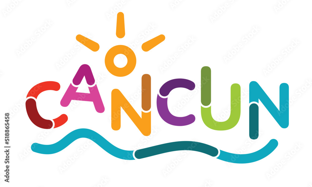 Letras de Cancun con temática de playa Stock Vector | Adobe Stock