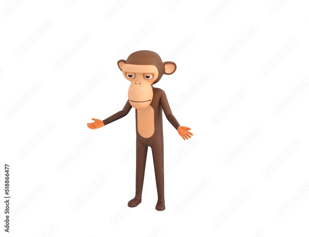 Monkey character Unhappy sad disappointed in 3d rendering. Illustration ...