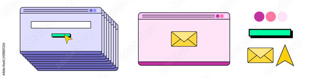 Web banner template in retro computer interface style. Retrowave design ...