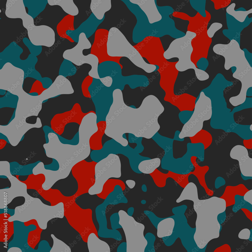 Seamless red white and blue wide military fashion camouflage pattern ...