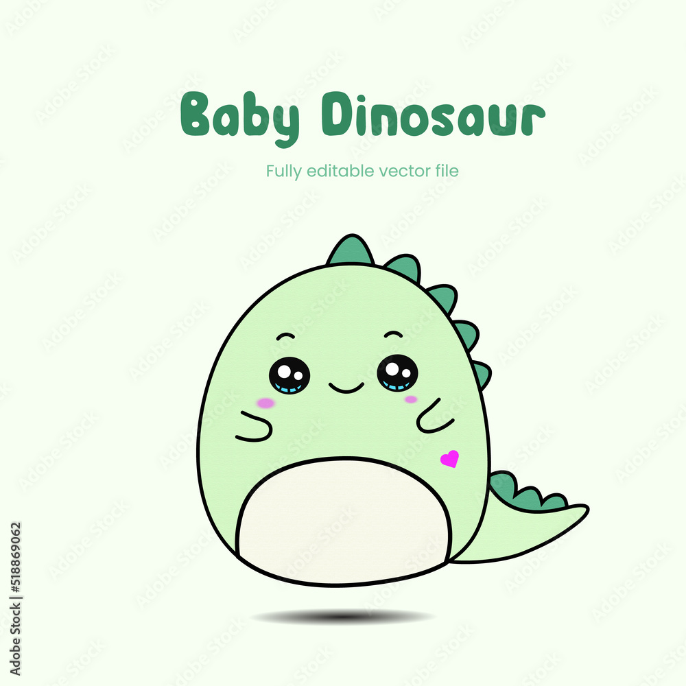 cute little baby dinosaur vector illustration clipart | fully editable ...