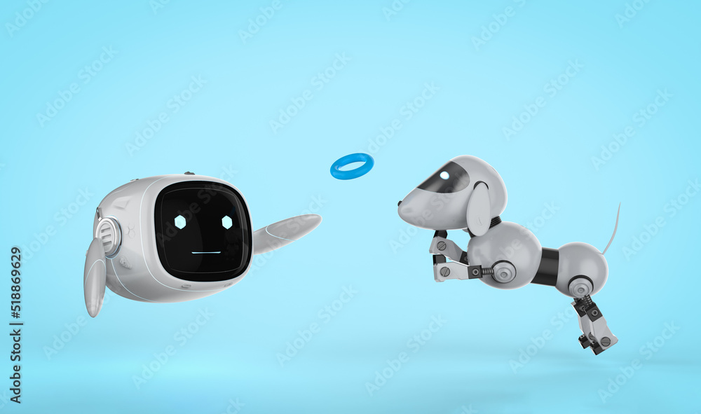Cute and small artificial intelligence robot with dog robot Stock ...