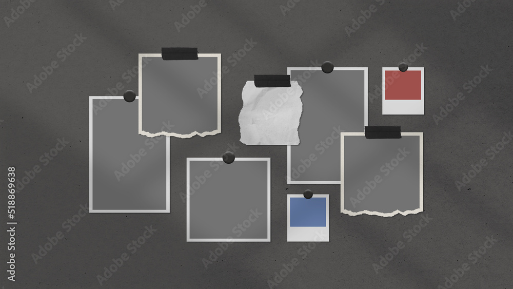 Realistic and simple photo frame set moodboard mockup Stock Photo ...