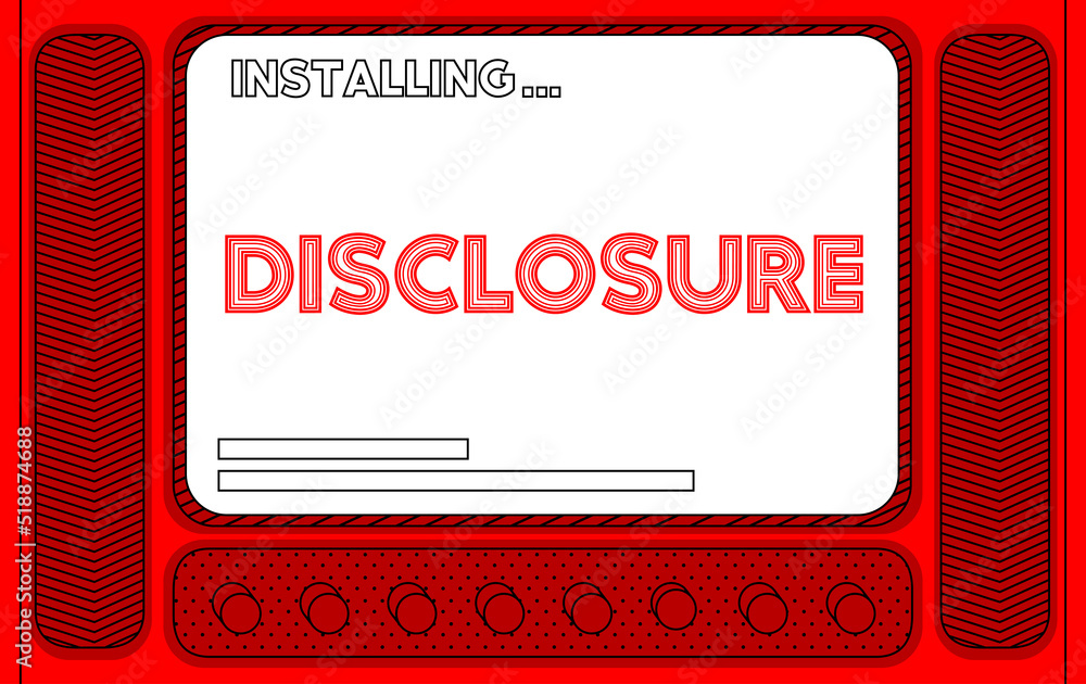 Cartoon Computer With the word Disclosure. Message of a screen ...